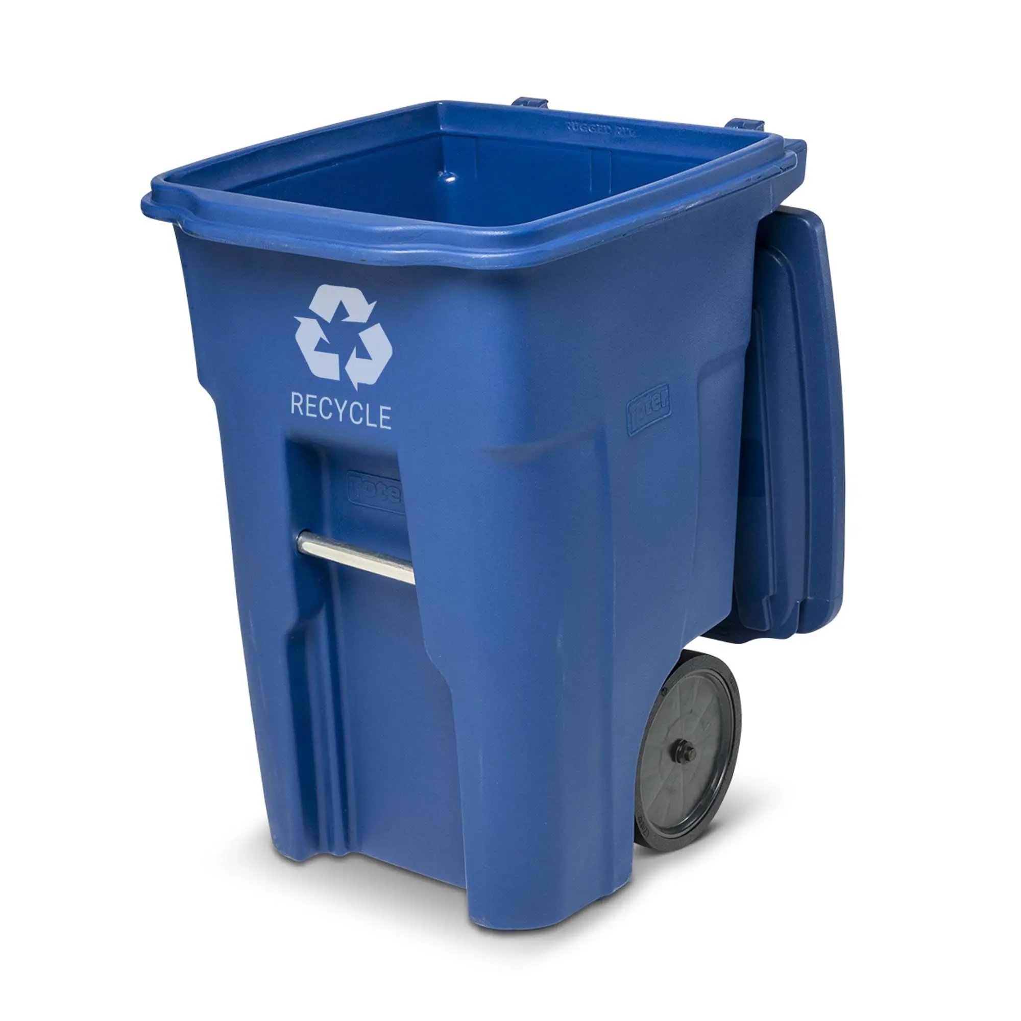 Toter® 48 Gal. Blue Trash Can with Quiet Wheels and Attached Blue Lid ...