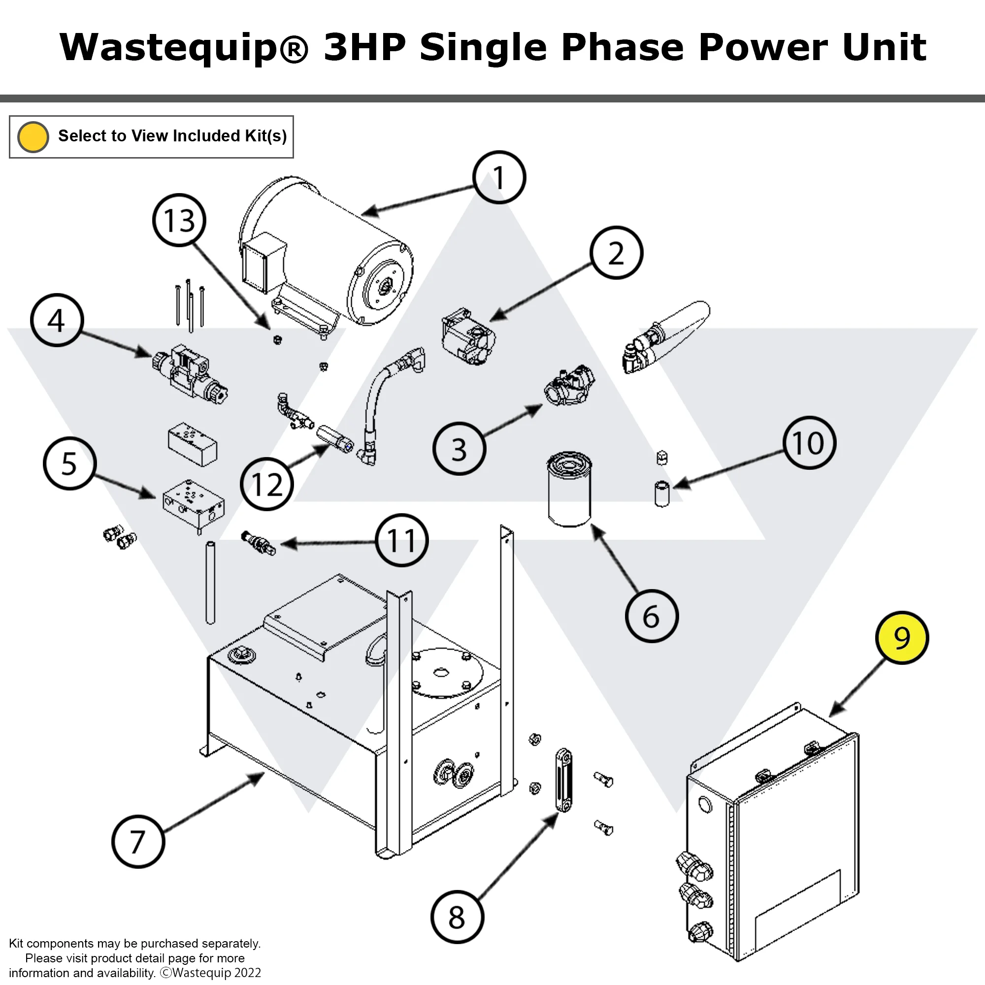 Wastequip® 3HP Single Phase Power Unit | Wastebuilt.com