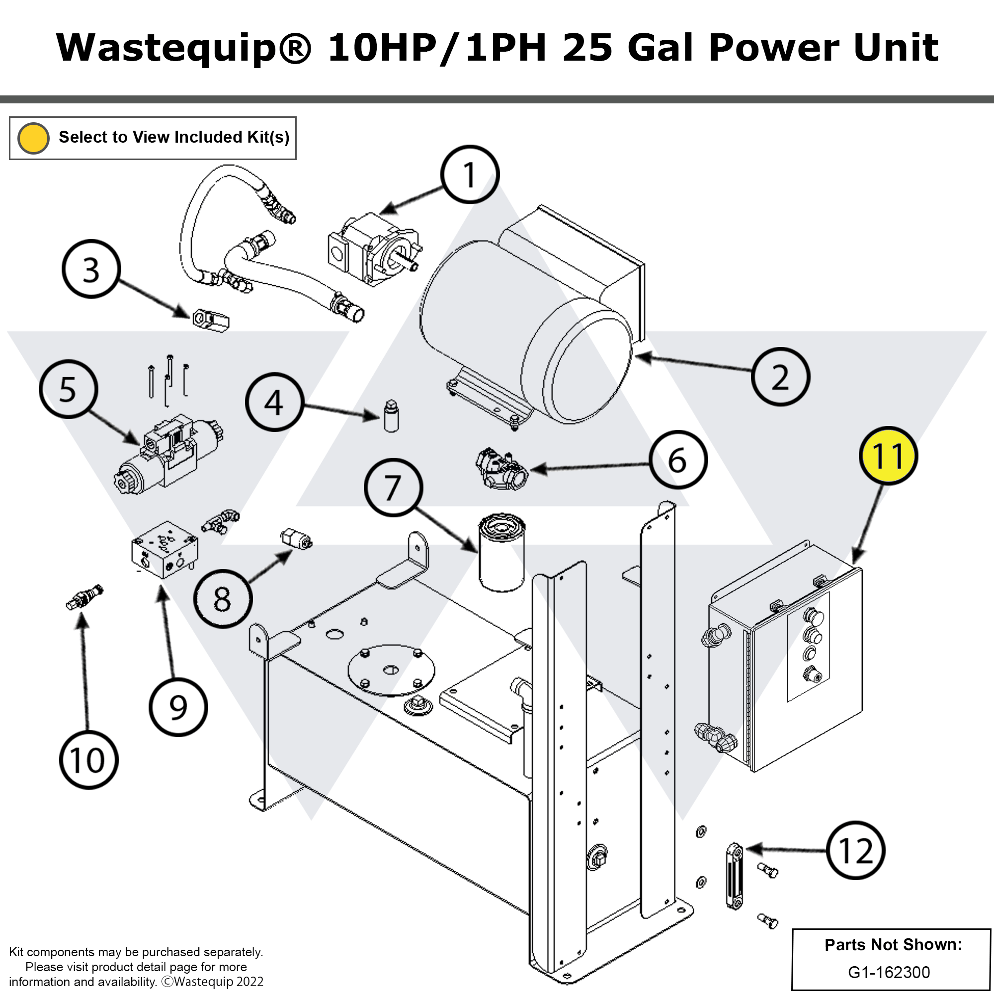 Wastequip® 10HP/1PH 25 GAL 245,345, 445 POWER UNIT | Wastebuilt.com