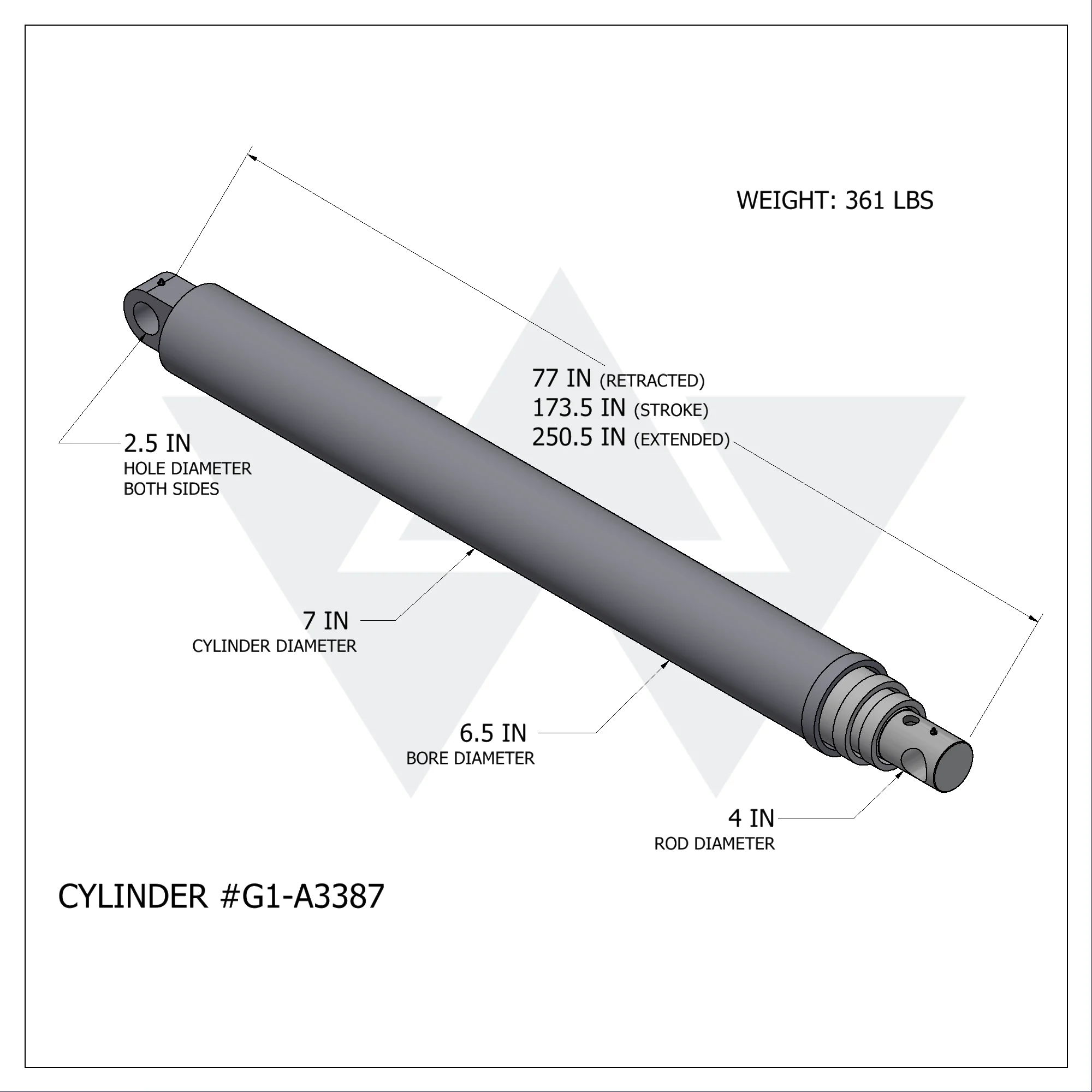 Galbreath™ Double Acting Cylinder (6"-5"-4" X173.5") | Wastebuilt.com