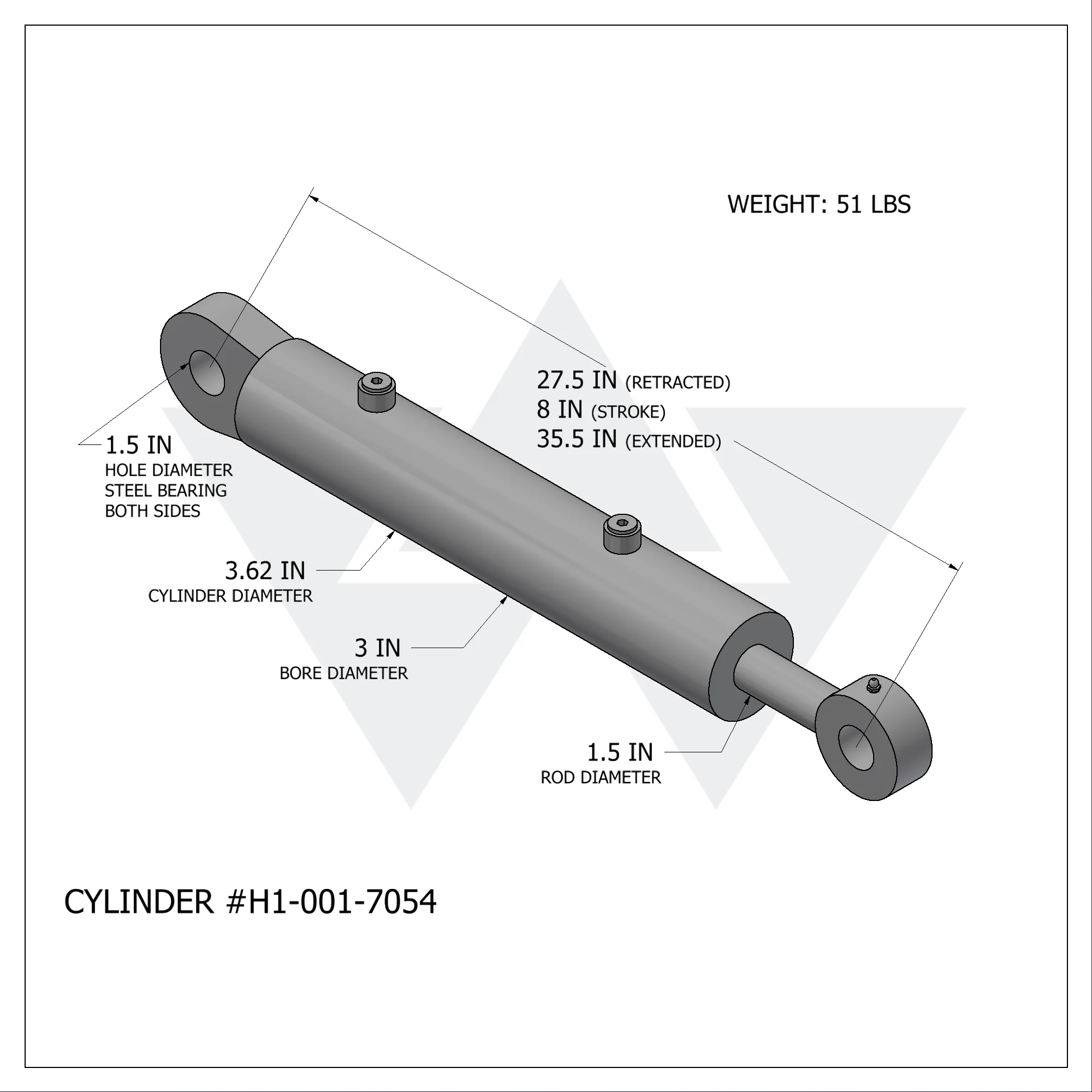 Wastebuilt® Replacement for Heil Tailgate Cylinder, Durapack (3" X 1.5 ...