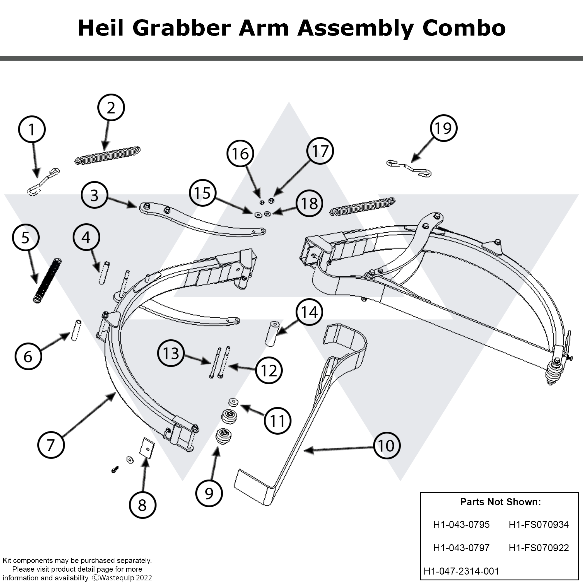 Wastebuilt® Replacement for Heil Grabber Arm Assembly Combo 90-300 ...