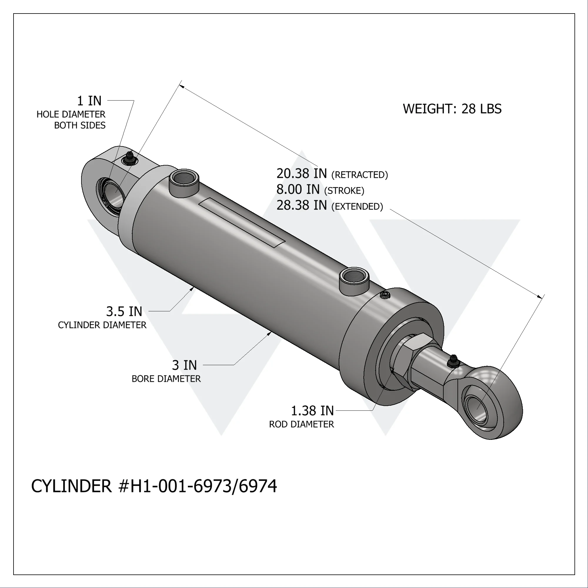 Wastebuilt® Replacement for Heil Grip/Dump Cylinder, Universal, Dual ...