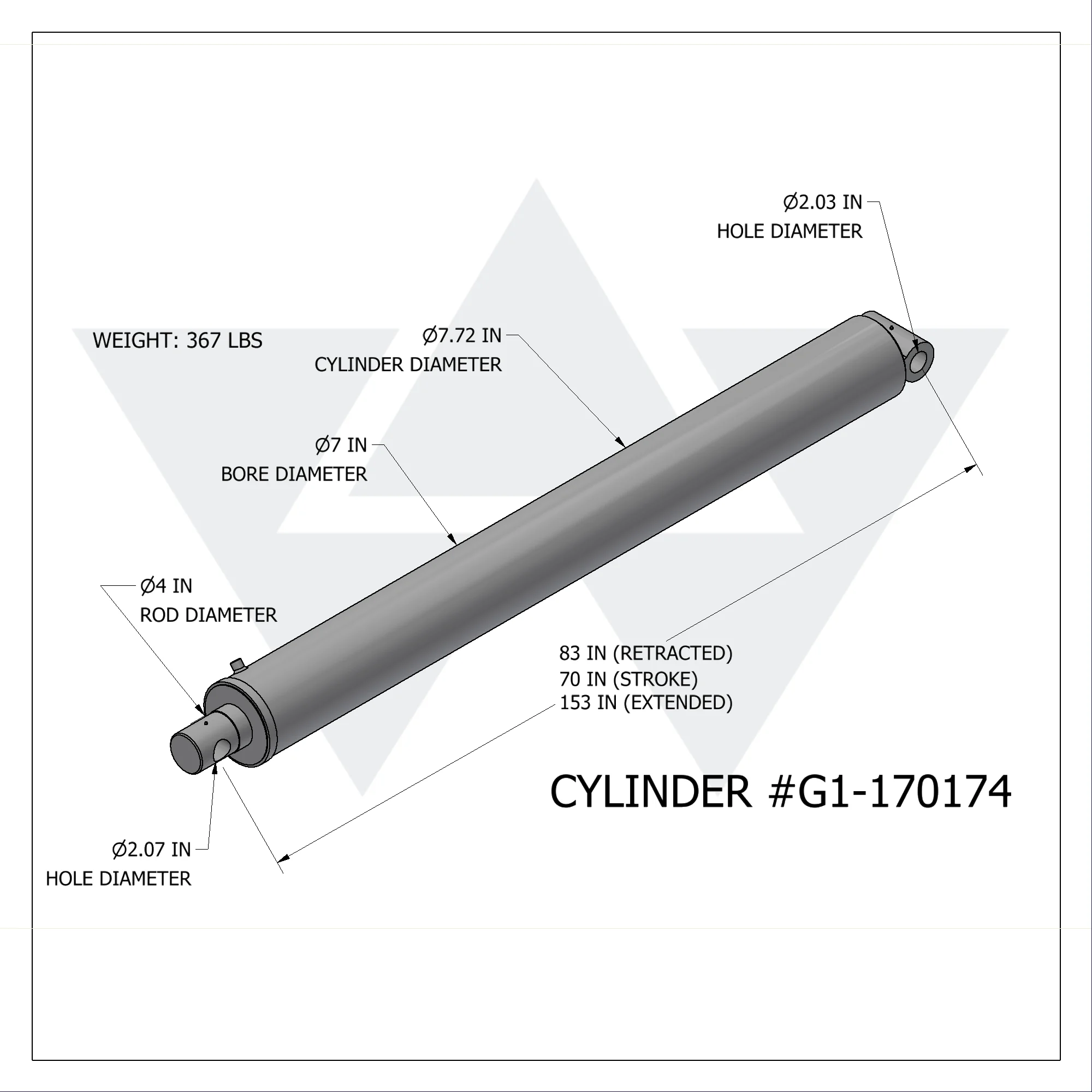 Galbreath邃 Cylinder Hydraulic 7x70x4 Wastebuilt