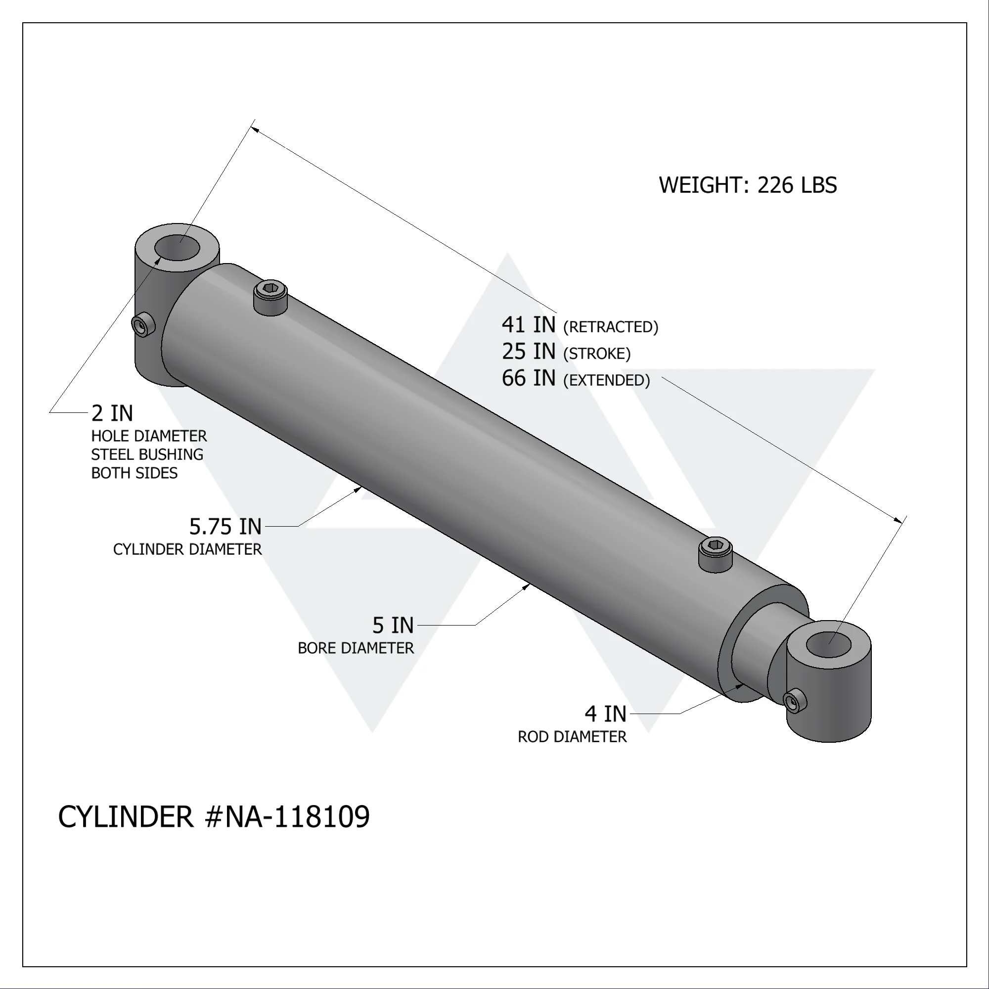 Wastebuilt® Replacement for New Way Sweep Cylinder 32 Yd KC-20,25 (5" X ...