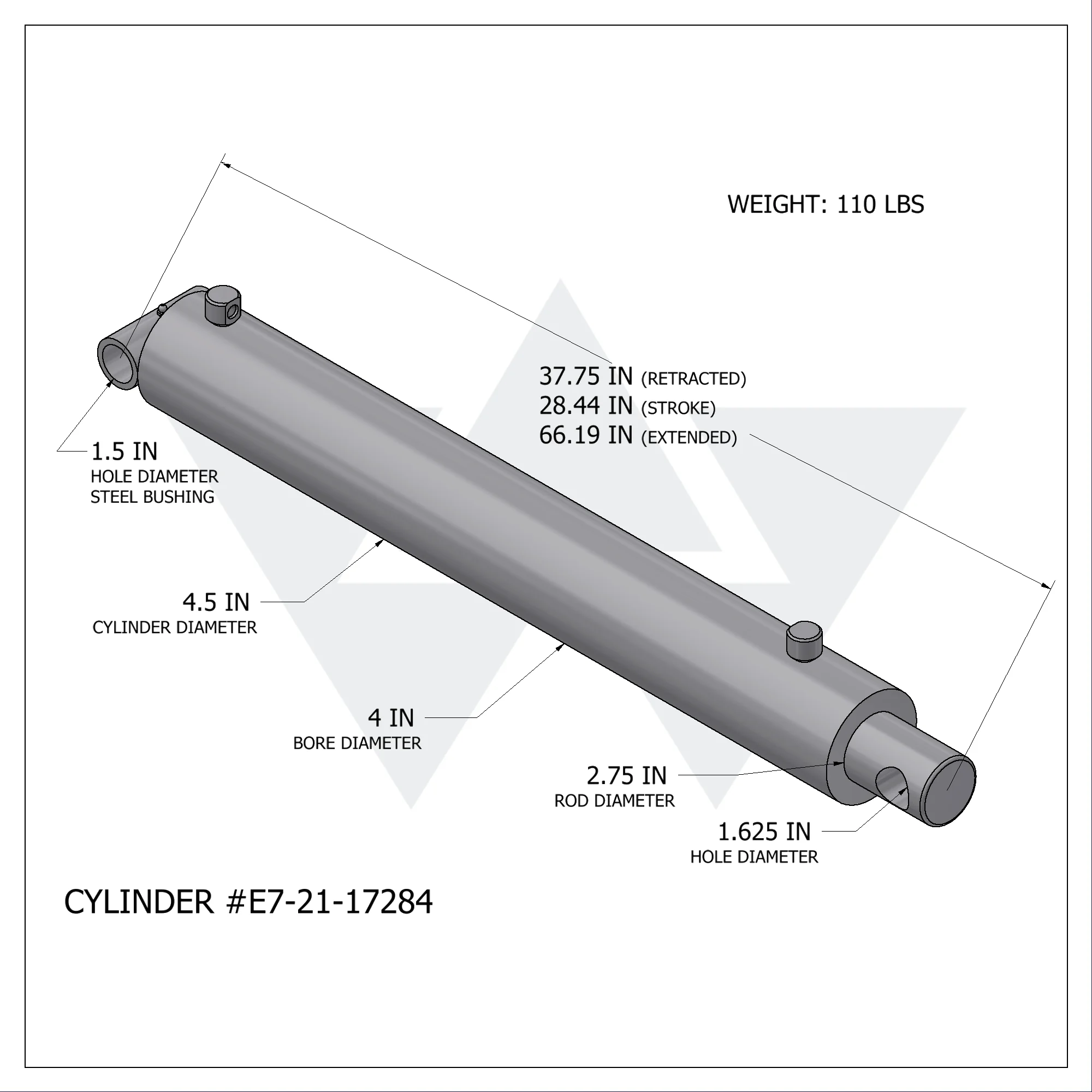 Wastebuilt® Replacement for E-Z Pack Sweep Cylinder (4" X 2.75" X 28.44 ...