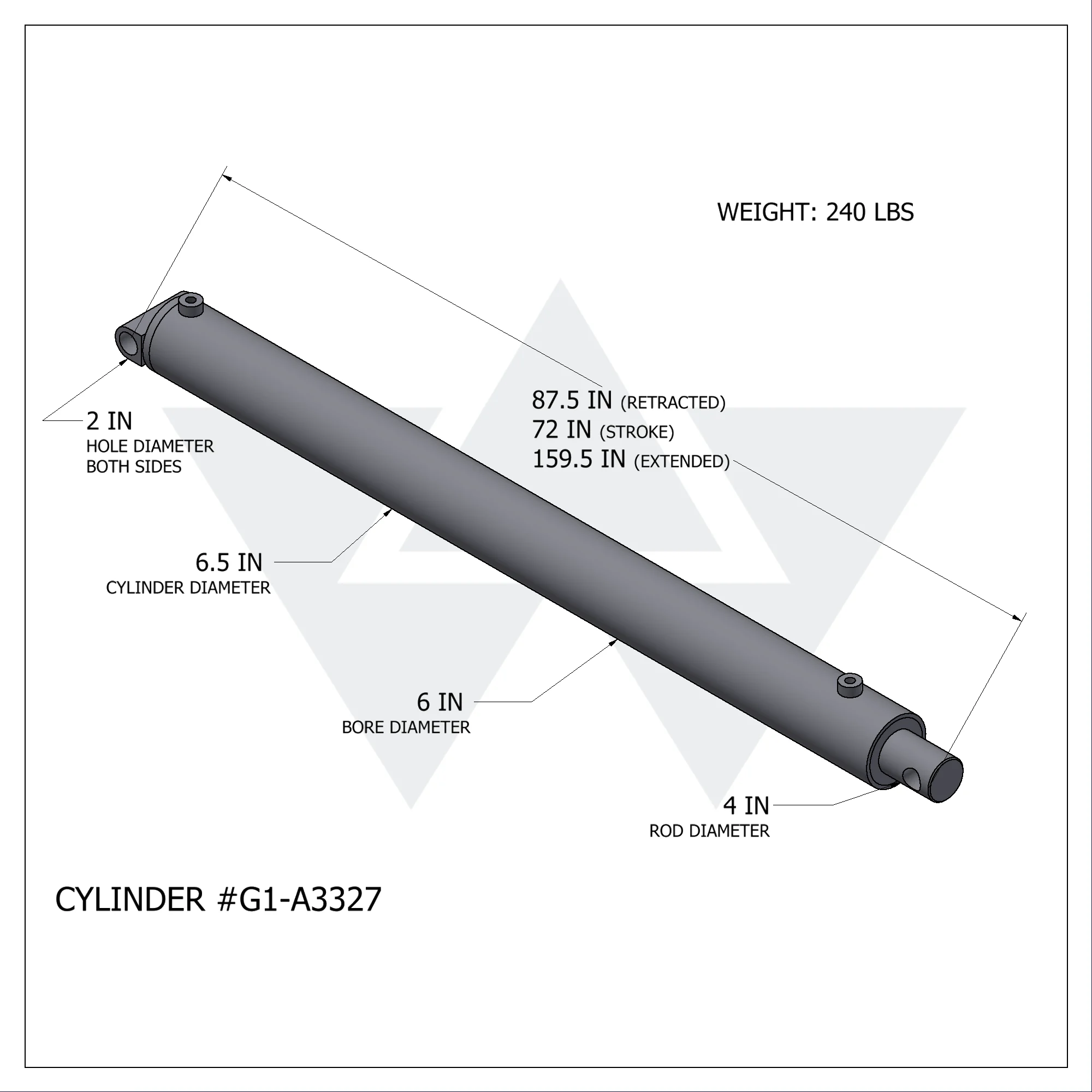 Galbreath™ Double Acting Cylinder (6" X4.5" X 72") | Wastebuilt.com