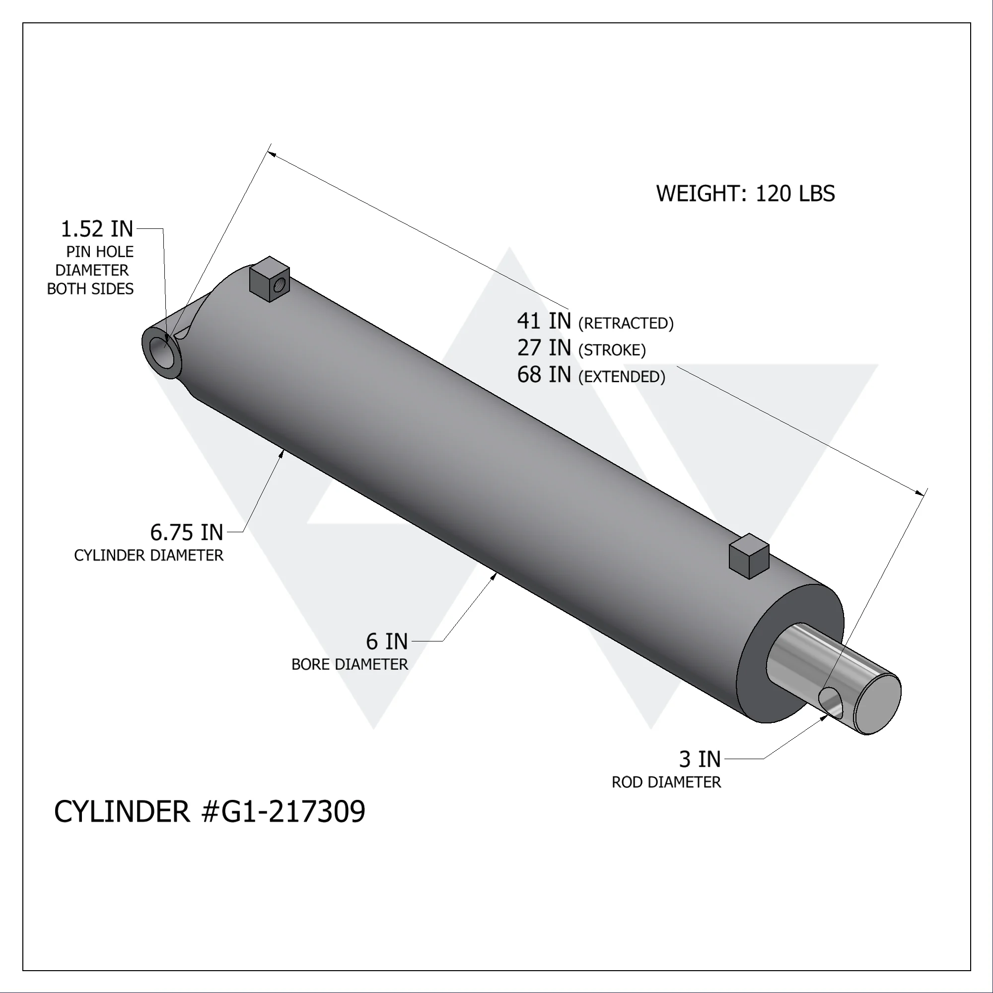 Galbreath™ Double Acting Lift Cylinder (6" X 3" X 27") | Wastebuilt.com