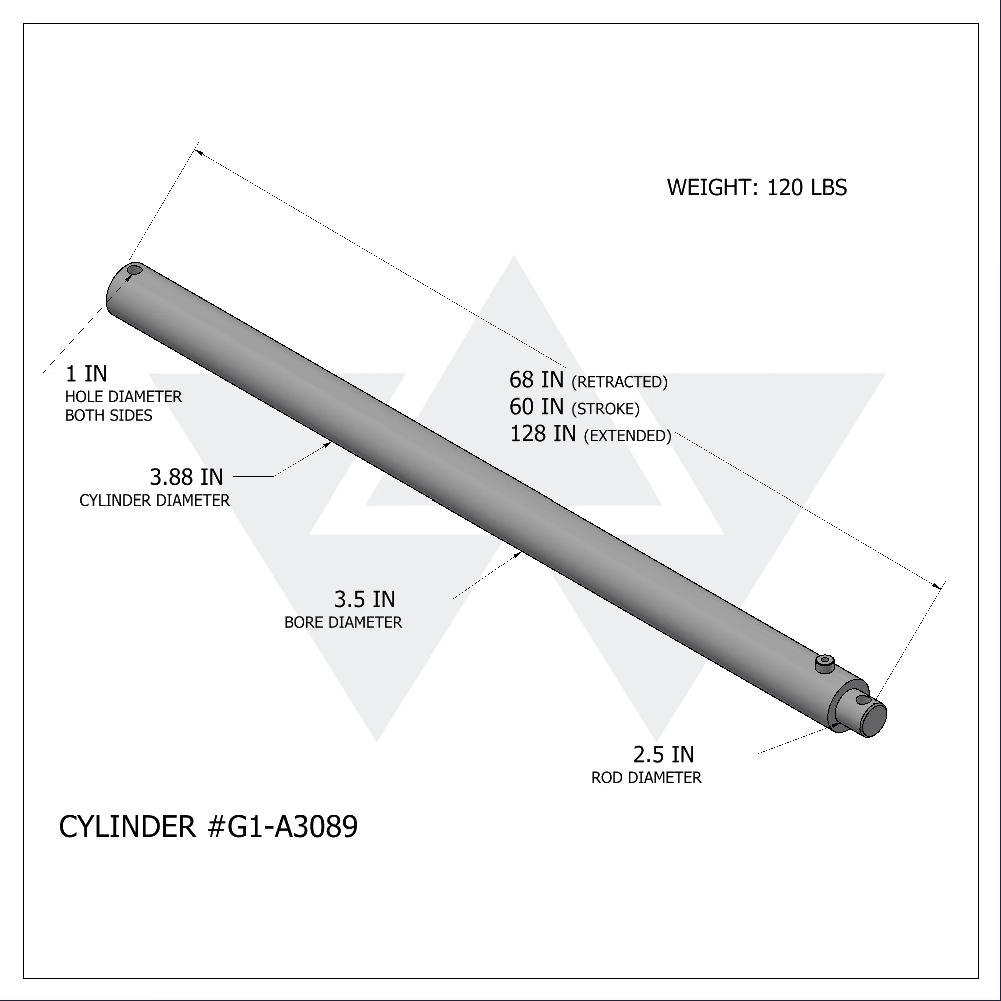 Galbreath™ Double Acting Cylinder (3.5" X 2.5" X 60") | Wastebuilt.com