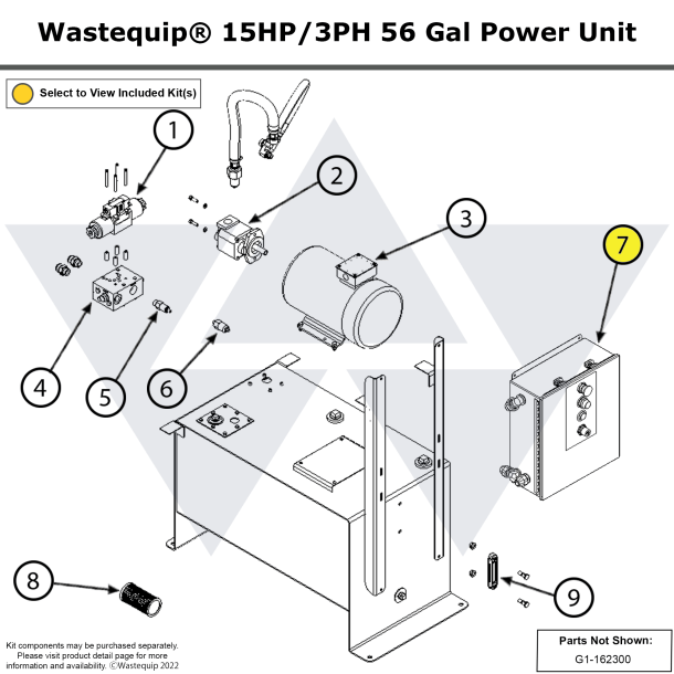 Wastequip® 15HP/3 Phase 56 Gallon GP Series Power Unit with Twin ...