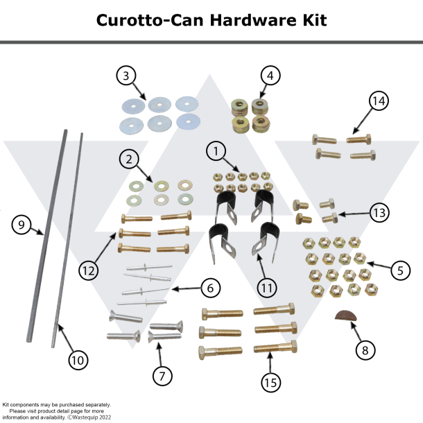 Wastebuilt® Replacement for Curotto-Can Hardware Kit | Wastebuilt.com