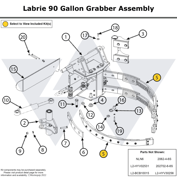 Wastebuilt® Replacement for Labrie 90 Gallon Grabber Assembly for ...
