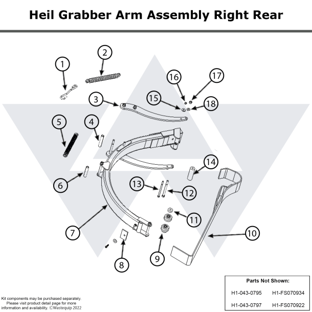 Wastebuilt® Replacement for Heil Grabber Arm Assembly Right Rear ...